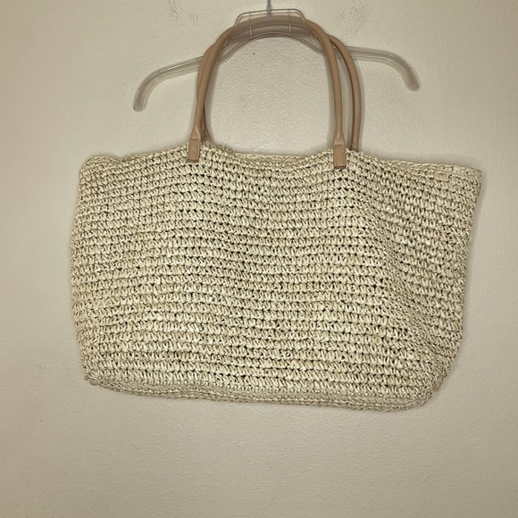 Aqua | Bags | Nwt Aqua Large Lined Straw Tote In Natural Rattan Woven ...